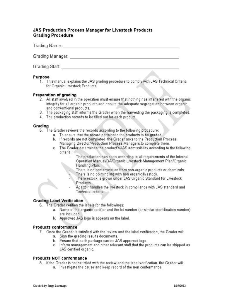 JAS Livestock Grading Procedures | PDF | Government Information | Government