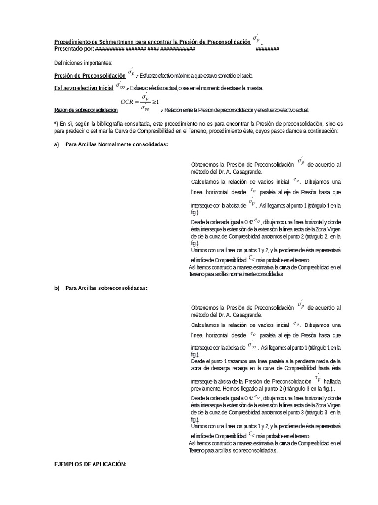 Procedimiento de Schmertmann para Encontrar La Presión de ...