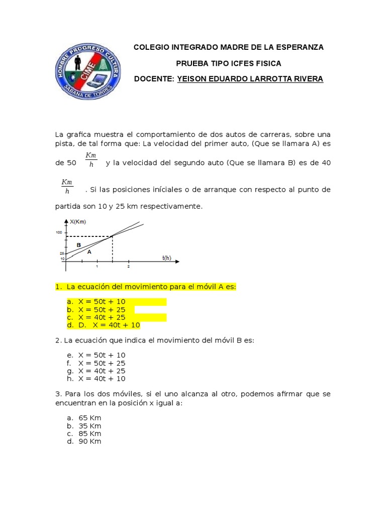 Preguntas Nivel 5 Fisica | PDF | Movimiento (física) | Velocidad
