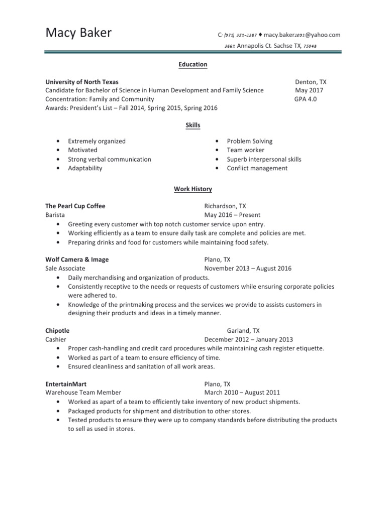 Macy Baker Resume 2016 2 | PDF