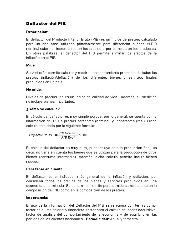 Deflactor Del PIB | PDF | Producto Interno Bruto | Deflactor Gdp