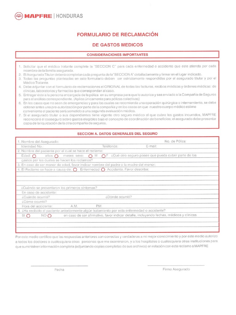 Formulario de Reclamacion GM MAPFRE SEGUROS | PDF
