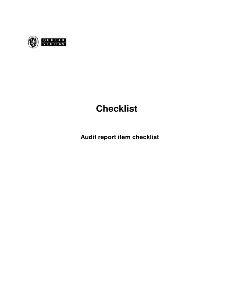 Bureau Veritas Initial ISM Audit Checklist PDF | PDF | Audit | Safety