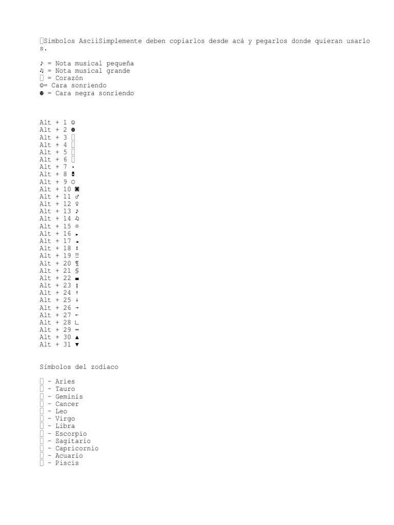 Simbolos Ascii | PDF