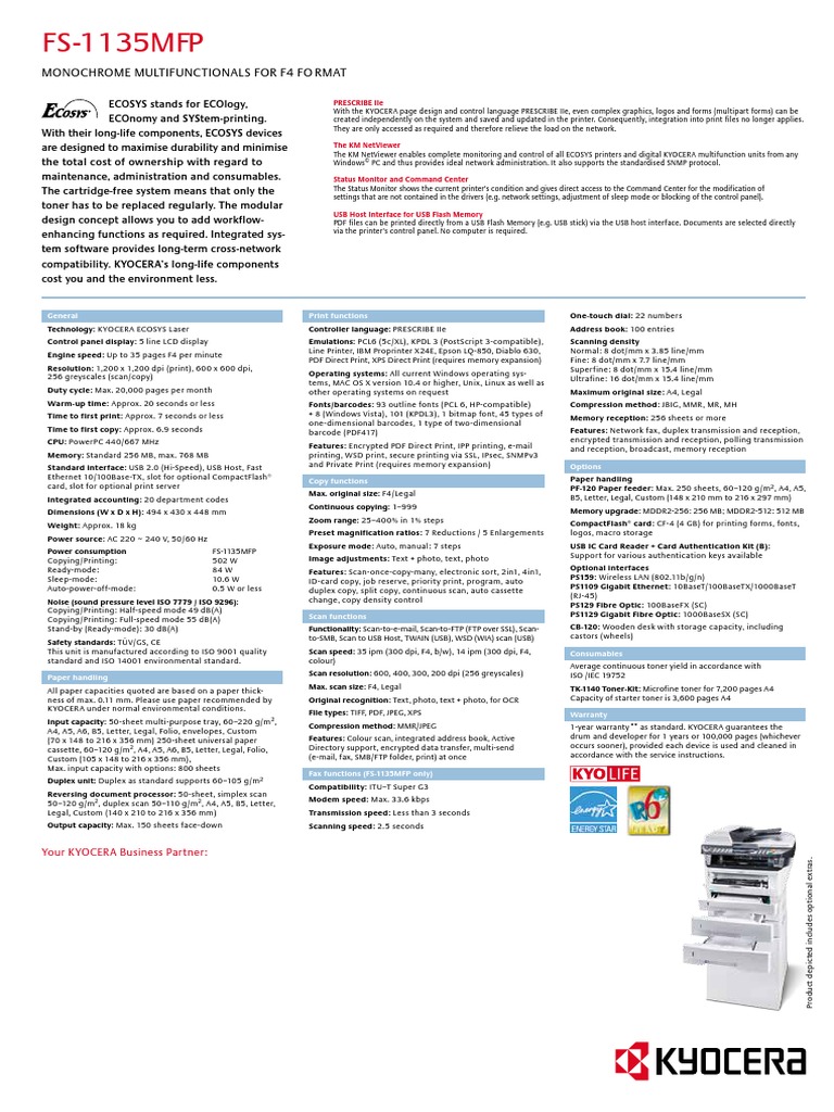 Kyocera Tool 9935 - FS-1135MFP | PDF | Image Scanner | Printer (Computing)
