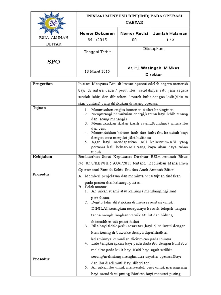 Sop Imd Pada Operasi Caesar | PDF