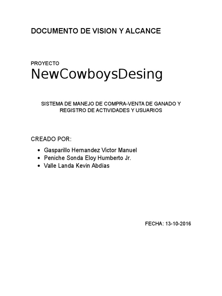 Documento de Vision y Alcance | PDF | Sistema operativo | Usuario ...