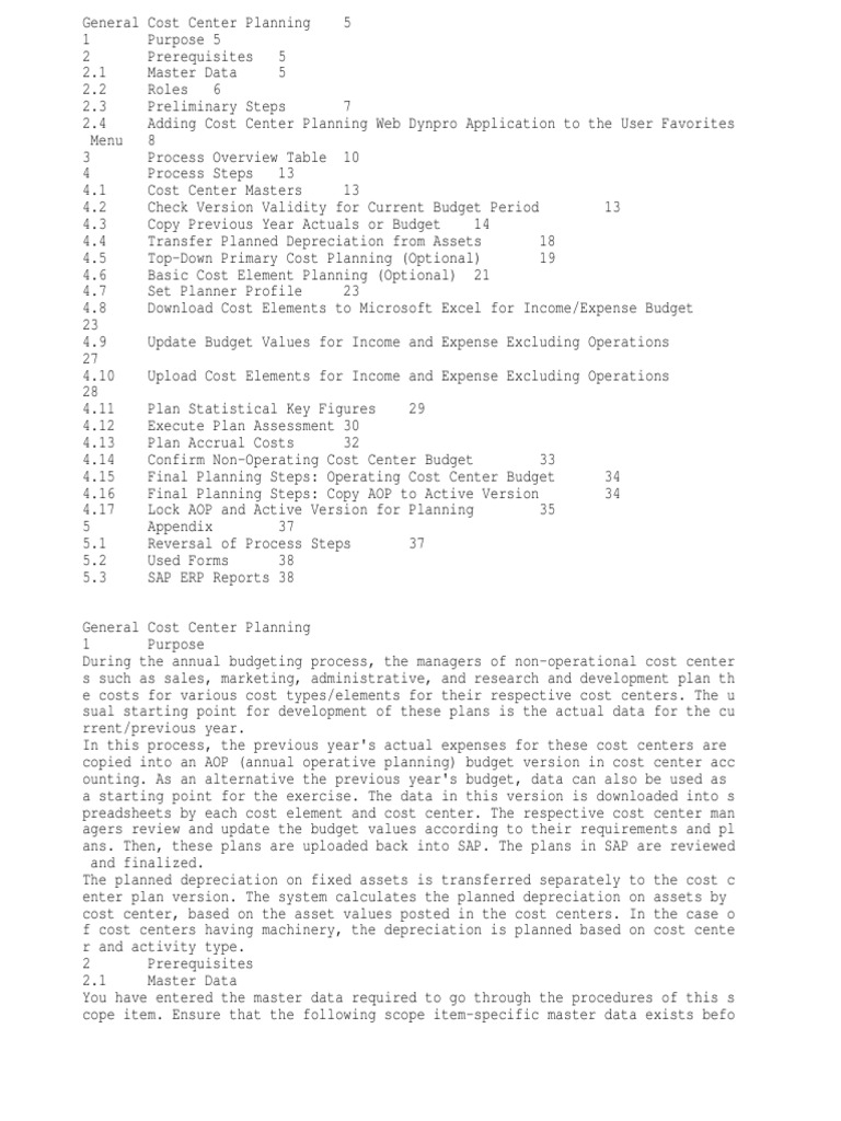Sap Cost Center Planning | PDF | Microsoft Excel | Graphical User Interfaces