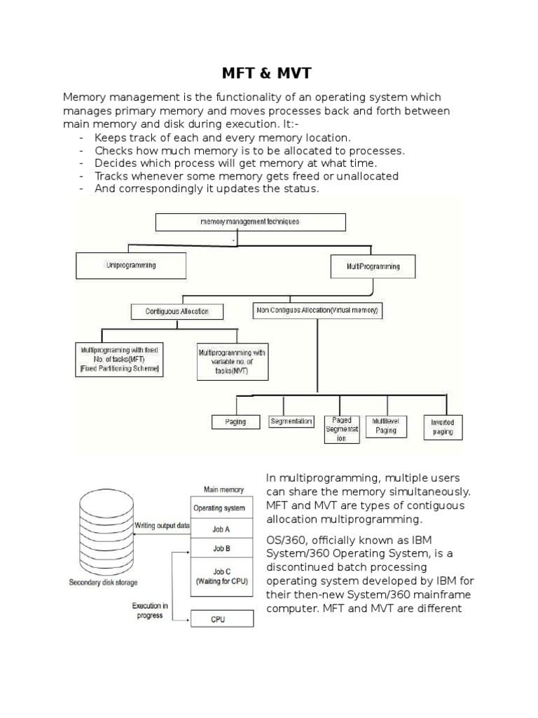 MFT and MVT | PDF | System Software | Areas Of Computer Science