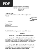 Answer To The Complaint Sample | PDF | Lawsuit | Complaint