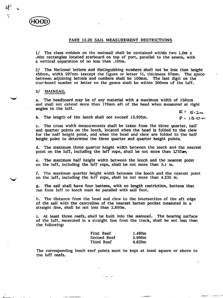 Farr 1220 Sail Measurement Restrictions | PDF | Sailboat Types | Sailboats