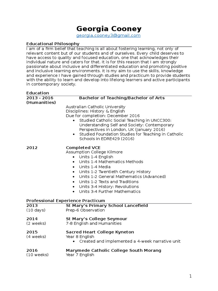 Georgia Cooney Resume For Website | PDF | Humanities | Philosophy Of ...