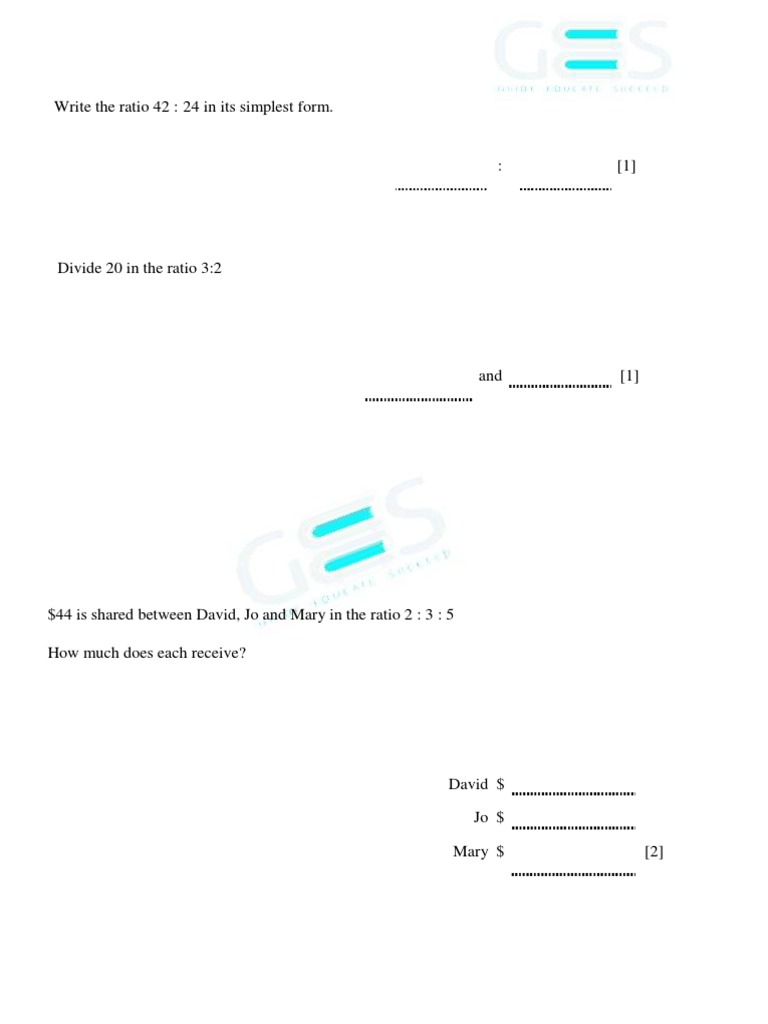 GR 7 Maths Ratio and Proportion | PDF