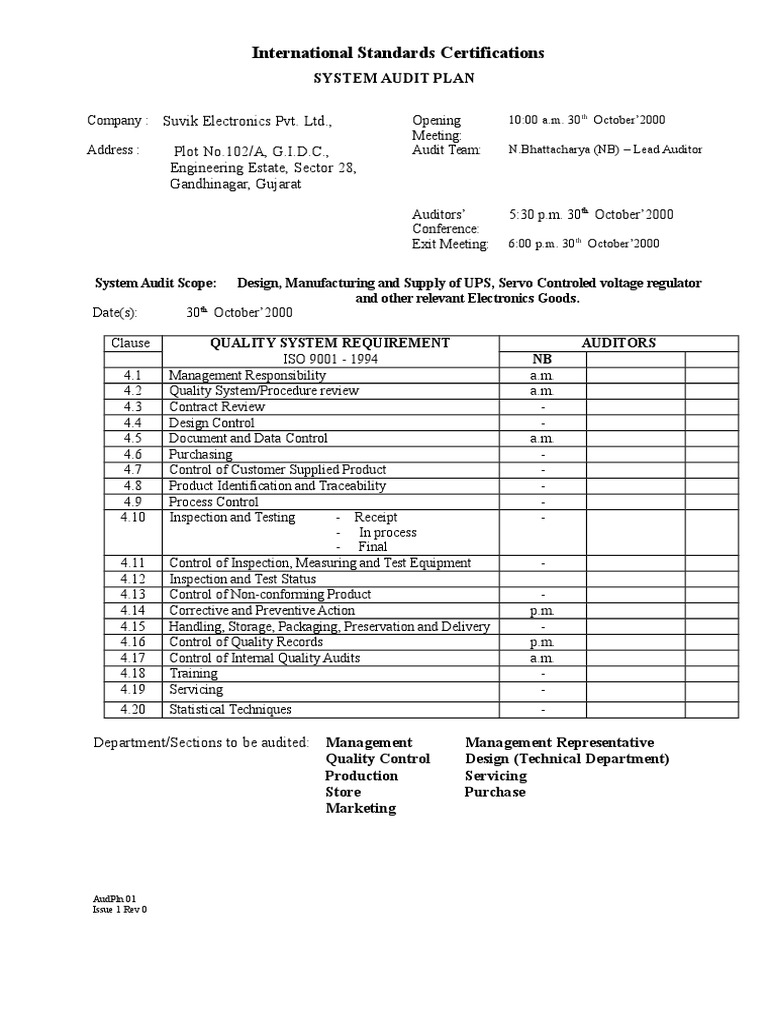 Followup Auditplan | Quality Management System | Audit