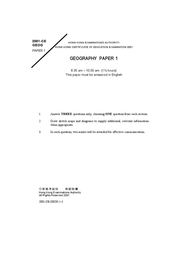 2001 Geog. Paper 1 | PDF | Weathering | Physical Geography