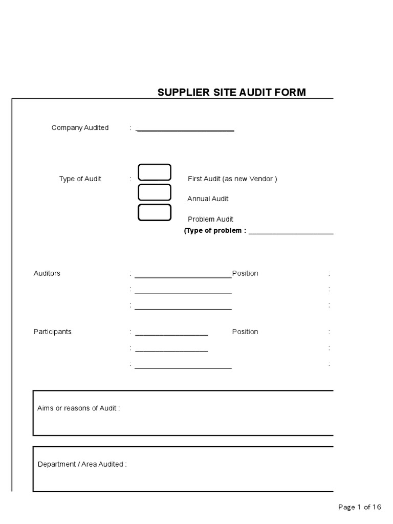Site Audit Form | PDF | Audit | Enterprise Resource Planning