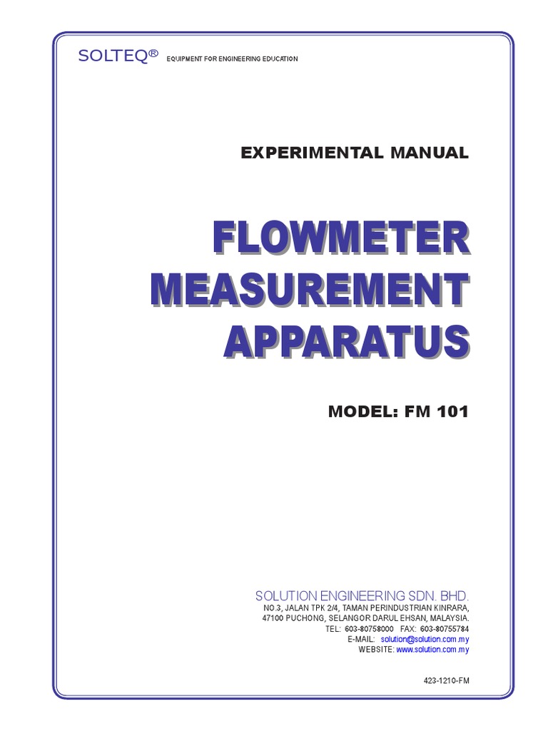 Flowmeter Measurement FM101 Complete Manual | PDF | Flow Measurement ...