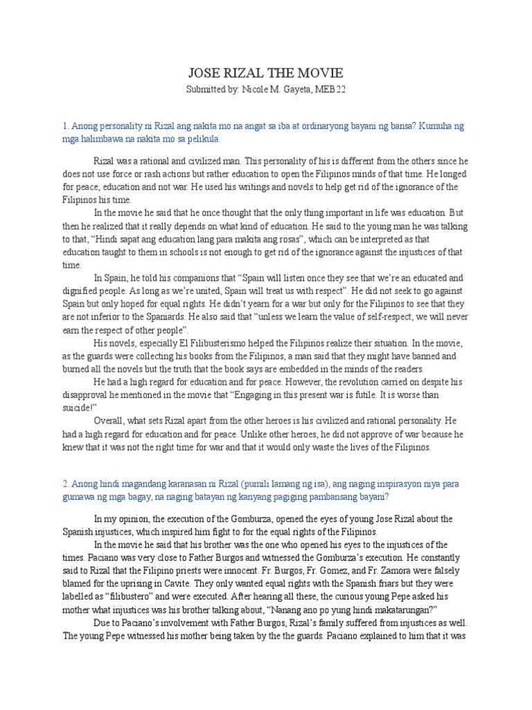 Jose Rizal The Movie | PDF