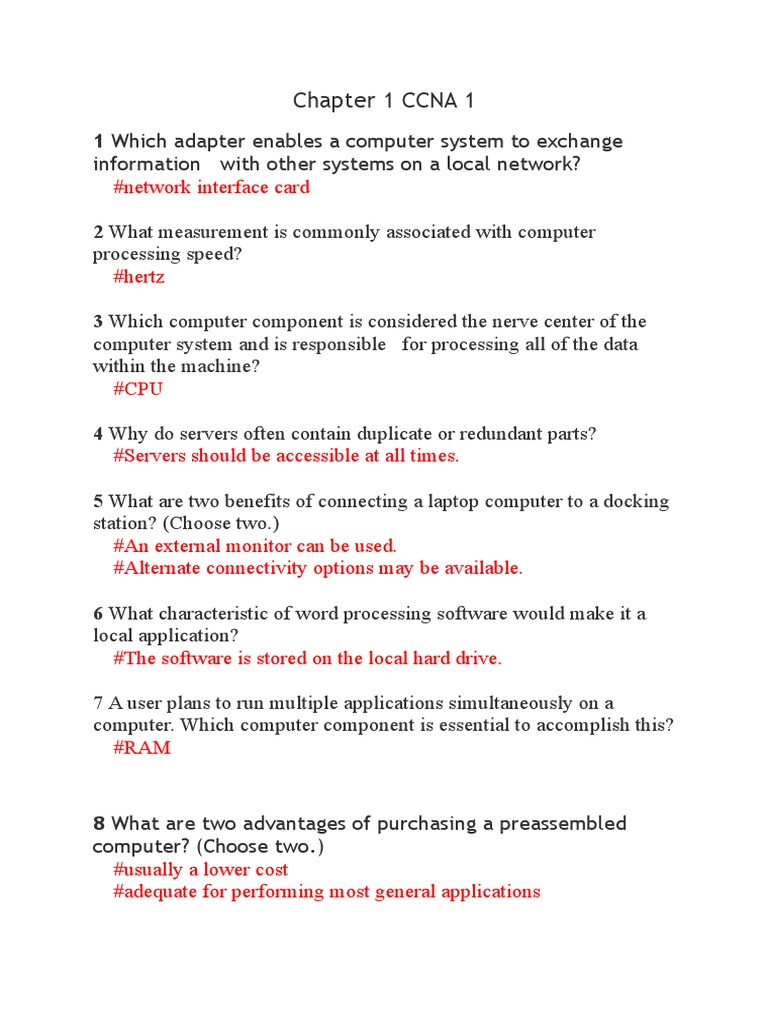 Chapter 1 CCNA 1 | PDF