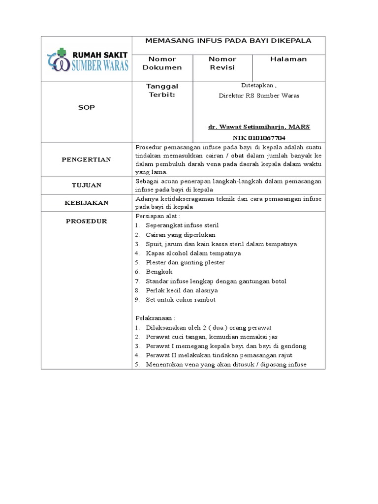Memasang Infus Pada Bayi Dikepala | PDF