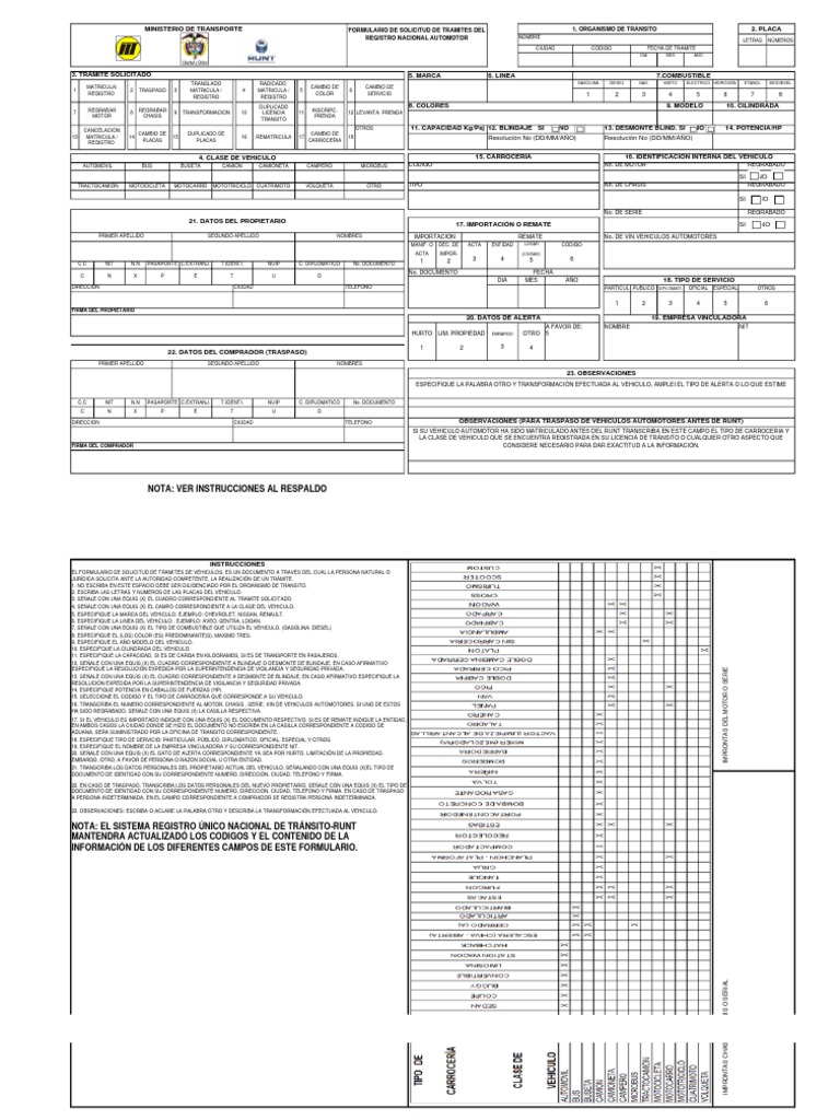 Formulario Traspaso Vehiculos | PDF