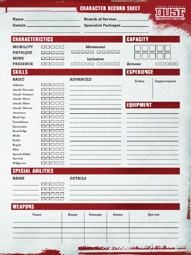 Dust Adventures - Sheet | PDF | Weaponry | Leisure