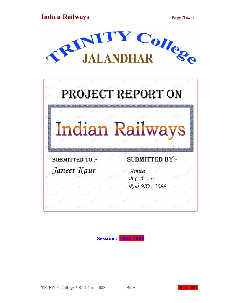 Indian Railway Project Report | PDF | Http Cookie | Active Server Pages