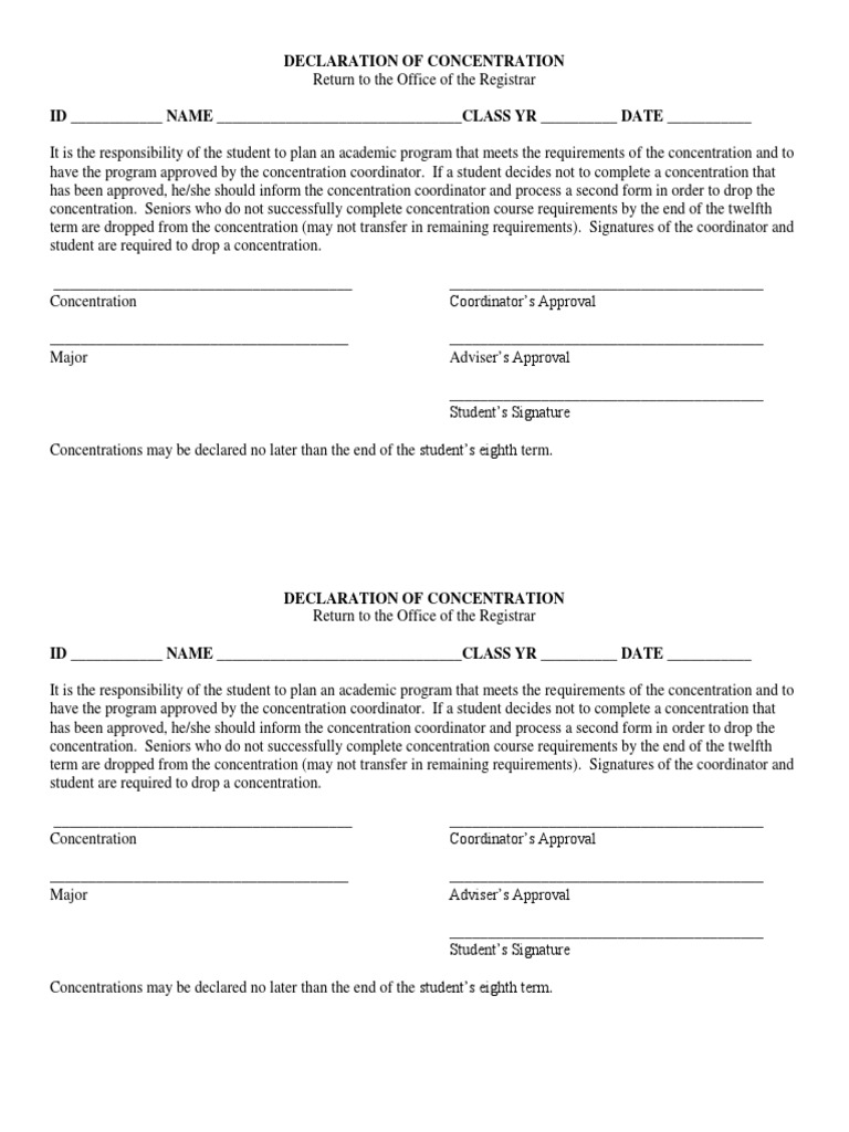 Concentration Form | PDF