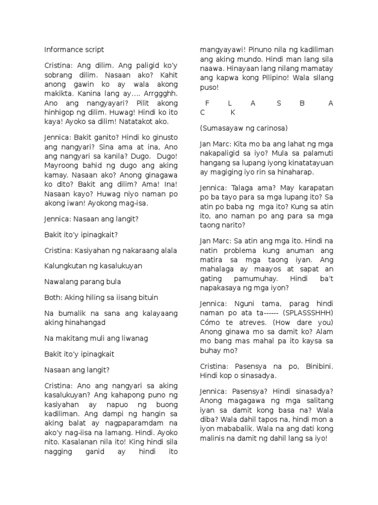 Informance Script | PDF