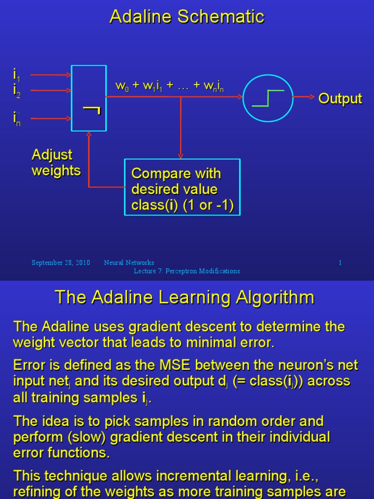 The Adaline Learning Algorithm | PDF | Artificial Neural Network ...