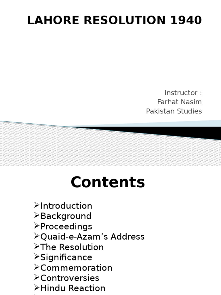 Lahore Resolution 1940 | Muhammad Ali Jinnah | Government Of Pakistan