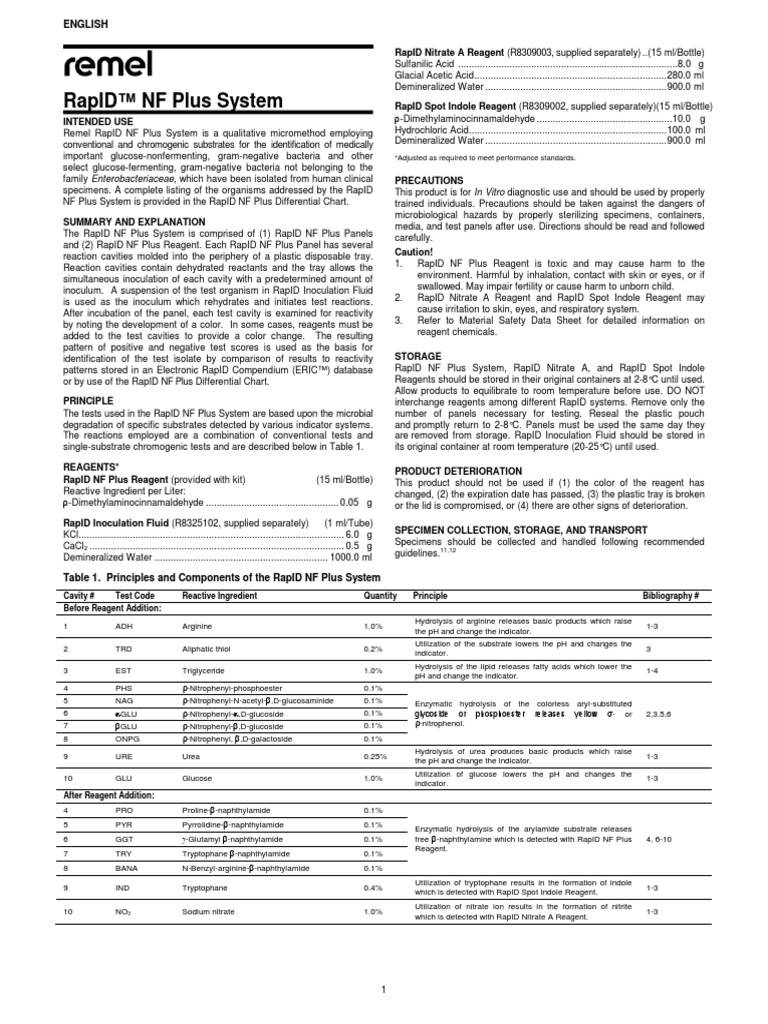 Manual RapID NF Plus System5 | PDF | Growth Medium | Reactivity (Chemistry)