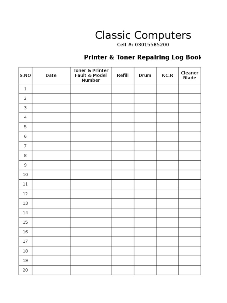 Printer Log Book | PDF | Computers | Technology & Engineering