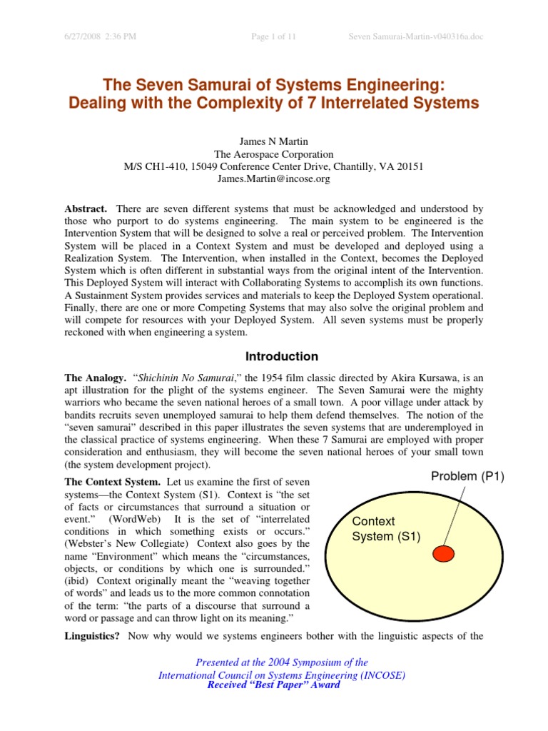 The Seven Samurai of Systems Engineering: Dealing With The Complexity ...
