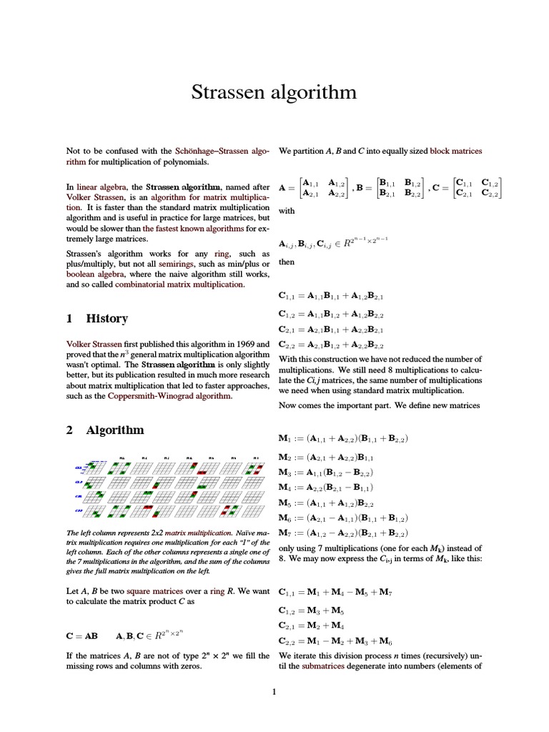 Strassen Algorithm | PDF | Mathematical Objects | Algebra