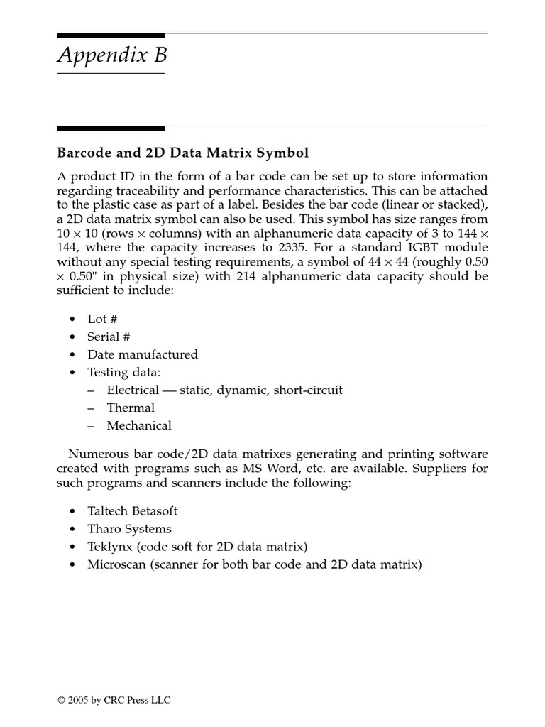 Appendix B: Barcode and 2D Data Matrix Symbol | Download Free PDF ...