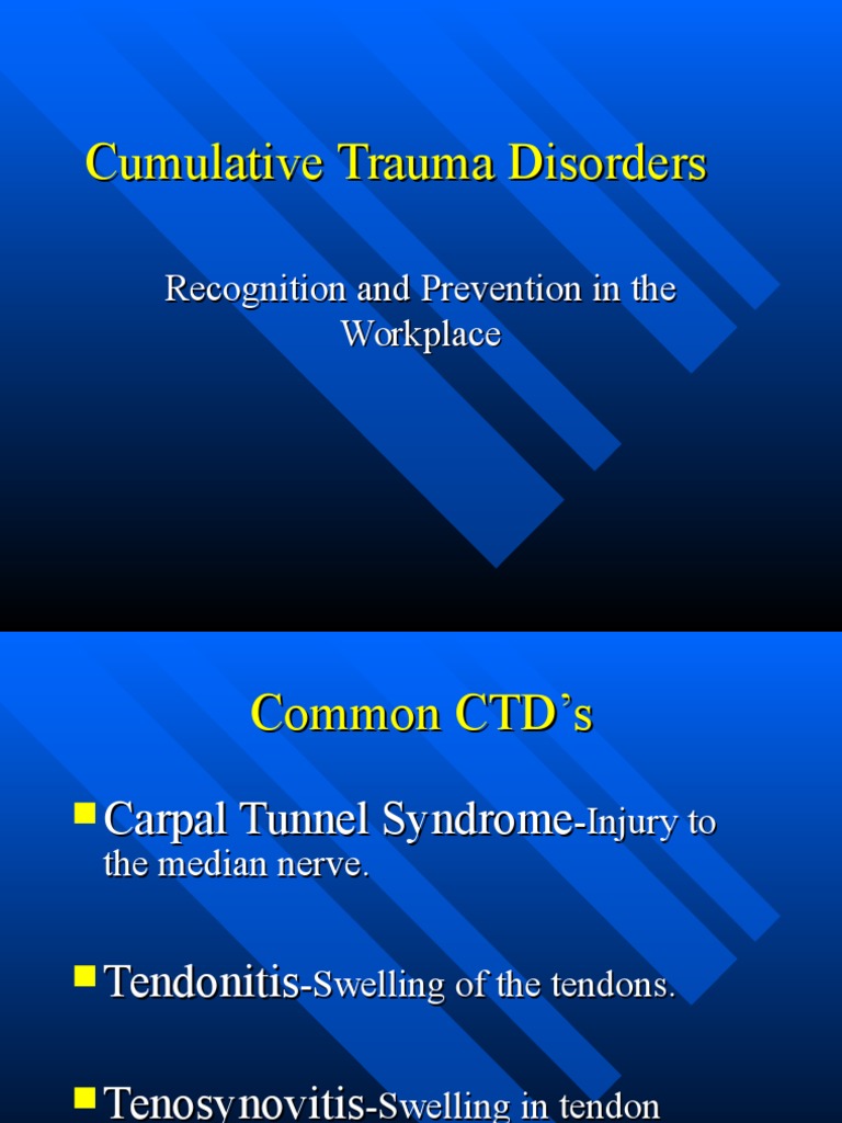 Cumulative Trauma Disorders | PDF | Chair | Hand