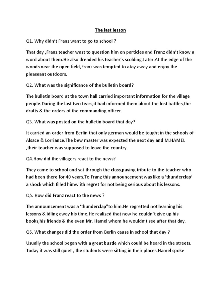 1 - The Last Lesson PDF | PDF