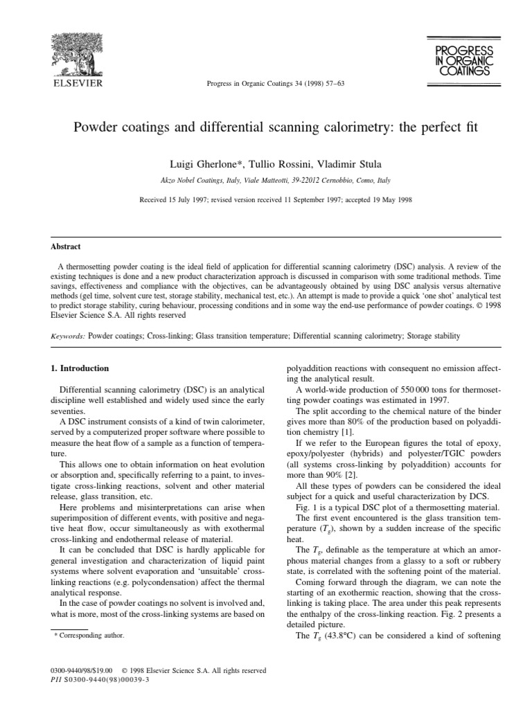 Powder Coatings and Differential Scanning Calorimetry PDF | Download ...