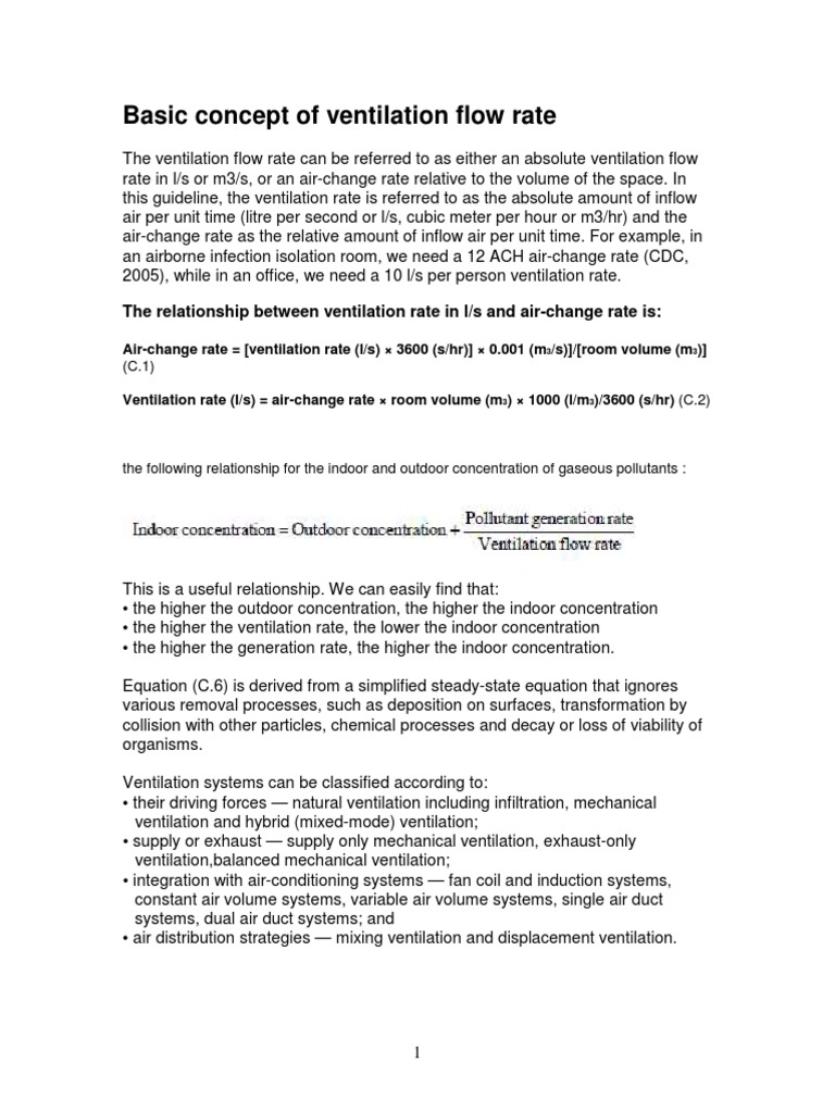 Basic Concept of Ventilation Flow Rate | PDF | Ventilation ...
