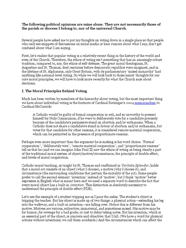 Voting The Catholic Conscience | PDF | Donald Trump Presidential ...