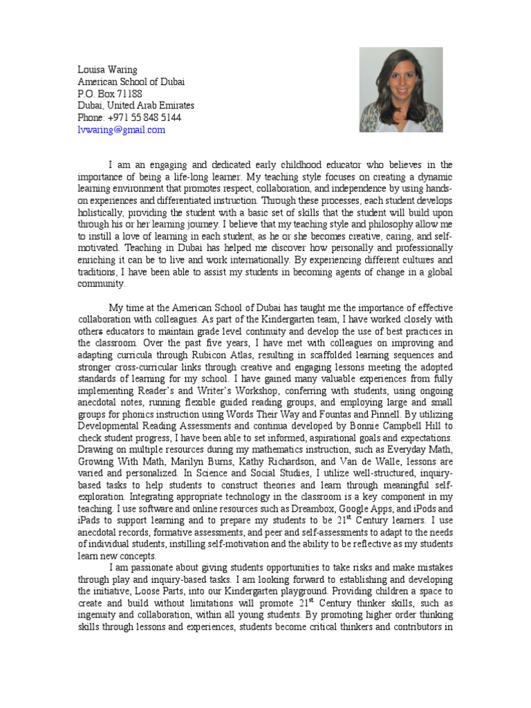 Letter of Introduction and CV L Waring | PDF | Inquiry Based Learning ...