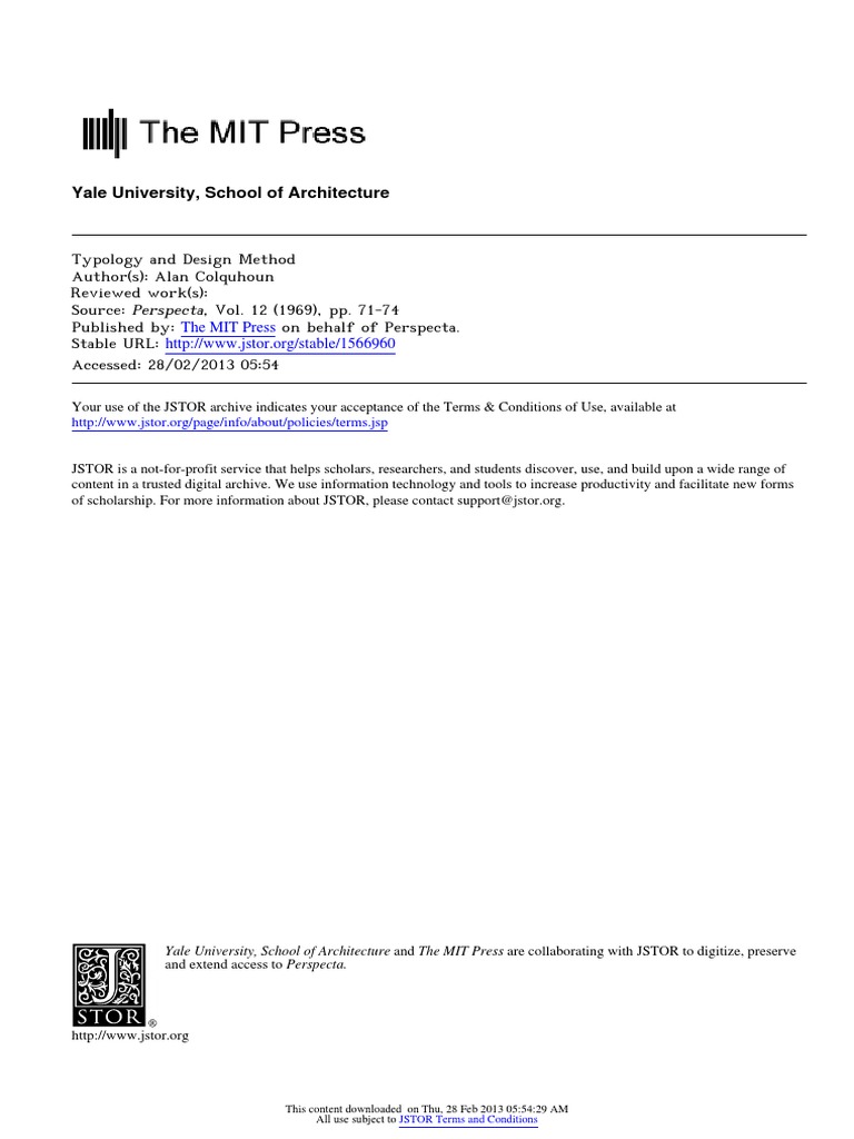 Typology and Design Method Alan Colquhoun PDF | PDF | Analogy | Determinism