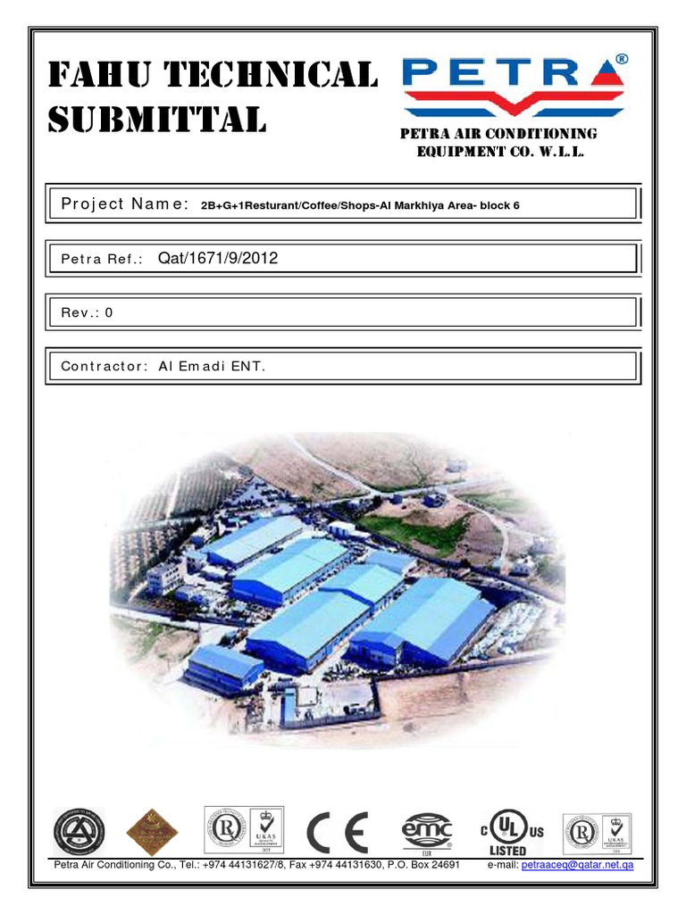 FAHU Technical Submittal Overview | PDF | Air Conditioning | Heat Exchanger
