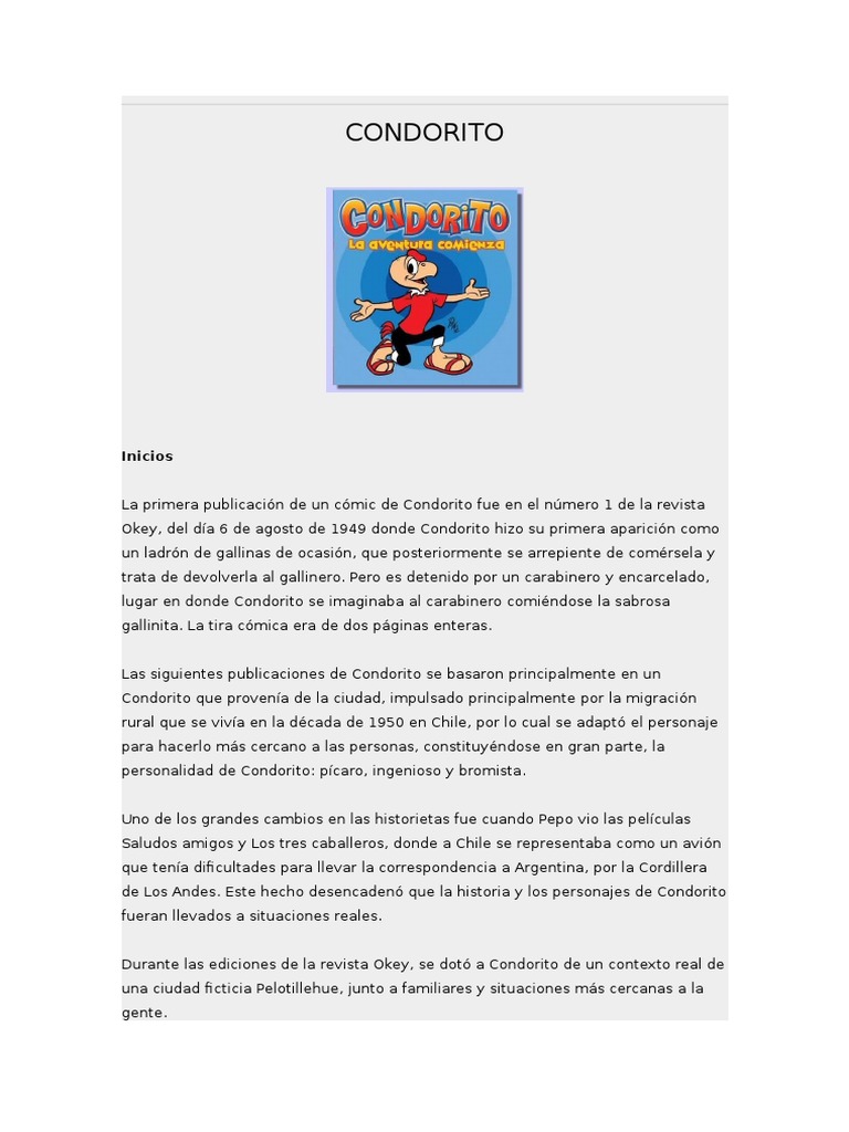 Condorito Su Historia | PDF | Personas | Ocio