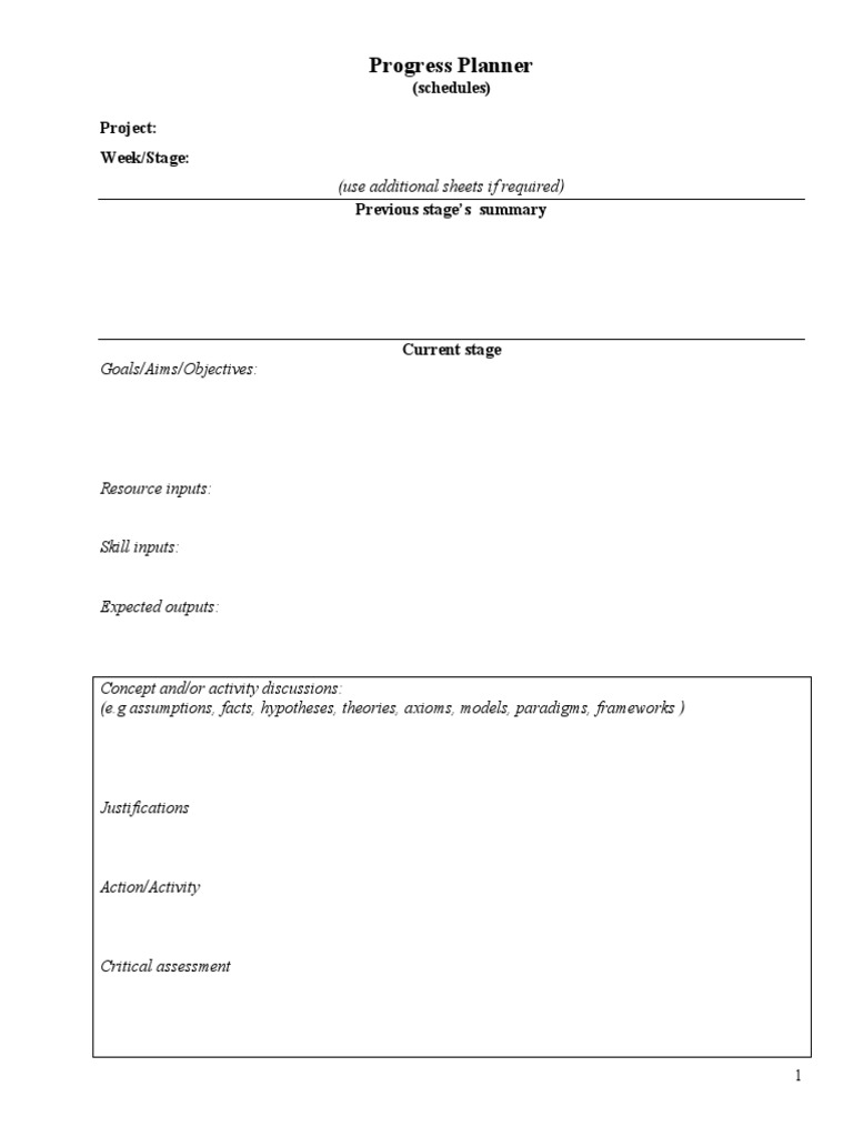 Progress Planner Schedules Project Week Stage Pdf