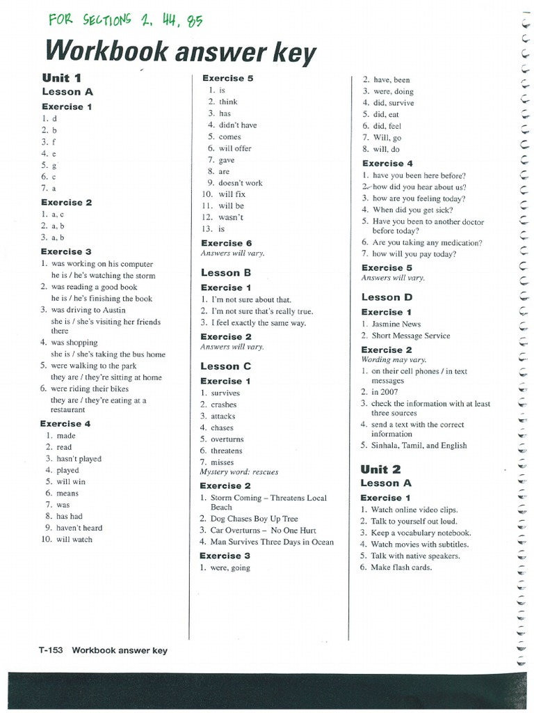 Workbook Answer Key PDF | PDF