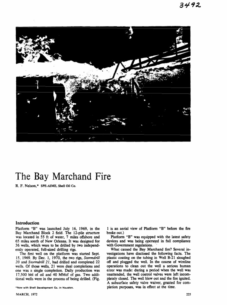 The Bay Marchand Fire, 1970 | PDF | Drilling Rig | Oil Well