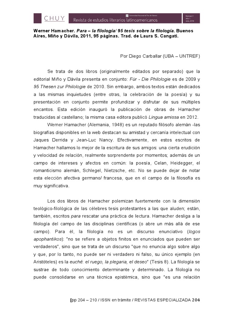 Diego Carballar - Werner Hamacher | PDF | Filología | Artes del ...