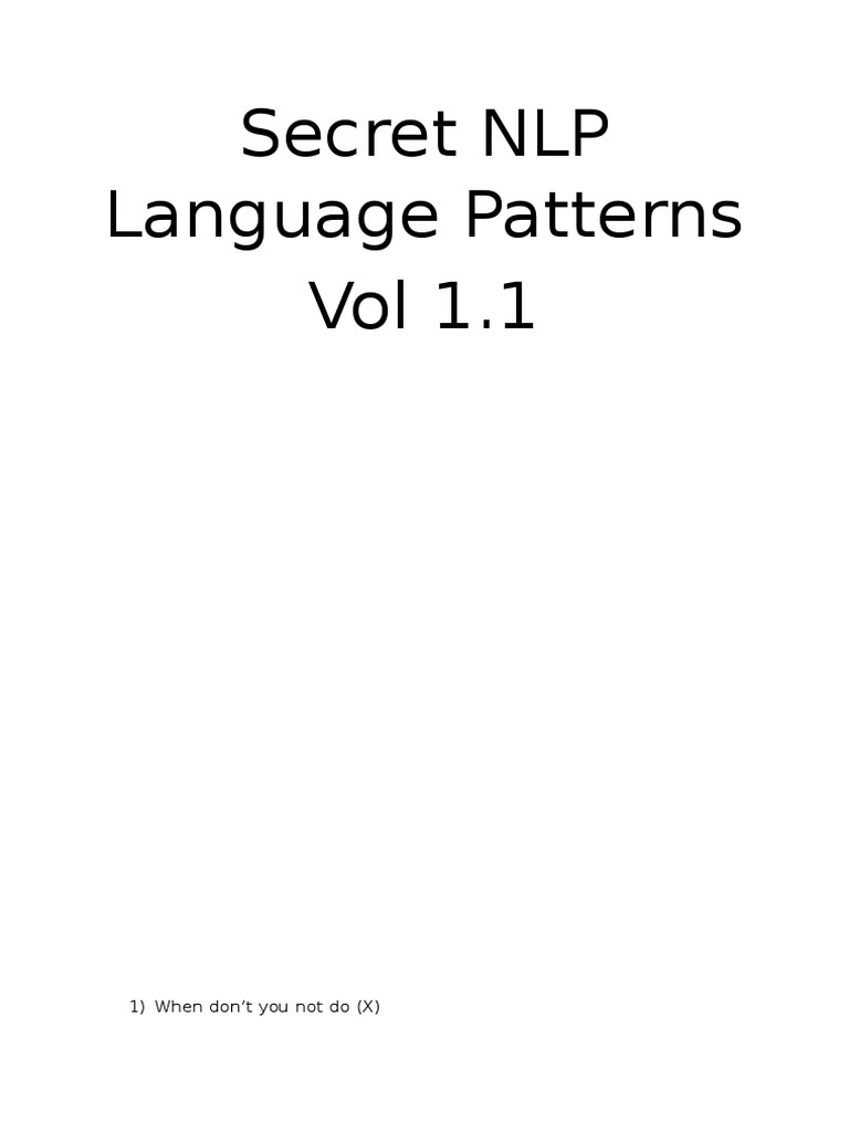 Secret NLP Language Patterns | PDF